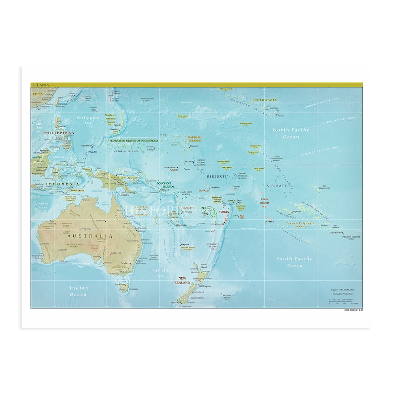 2021 Oceania Map - Map of Oceania Region Wall Art Print - Oceania Map ...