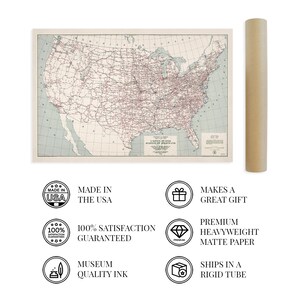 1950 United States Map System of Highways Old Map of the United States ...