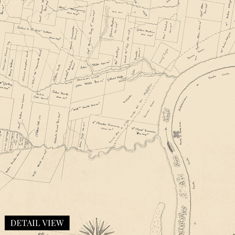 1799 West Feliciana Parish Louisiana Map - Old Map of St Francisville ...