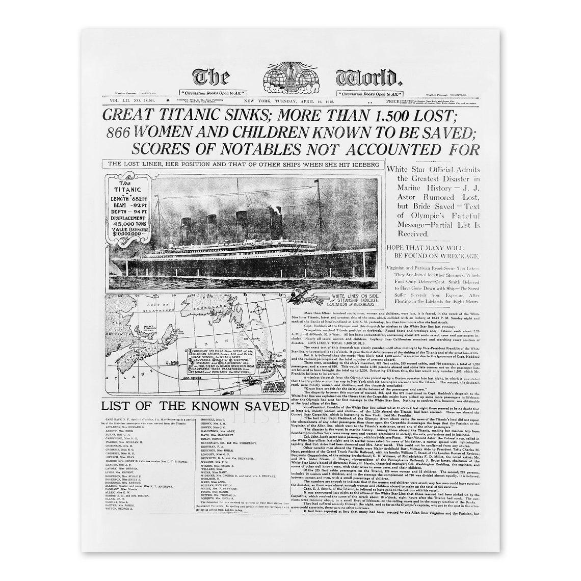 1958 Photograph of the World Newspaper Headlining the Sinking - Etsy