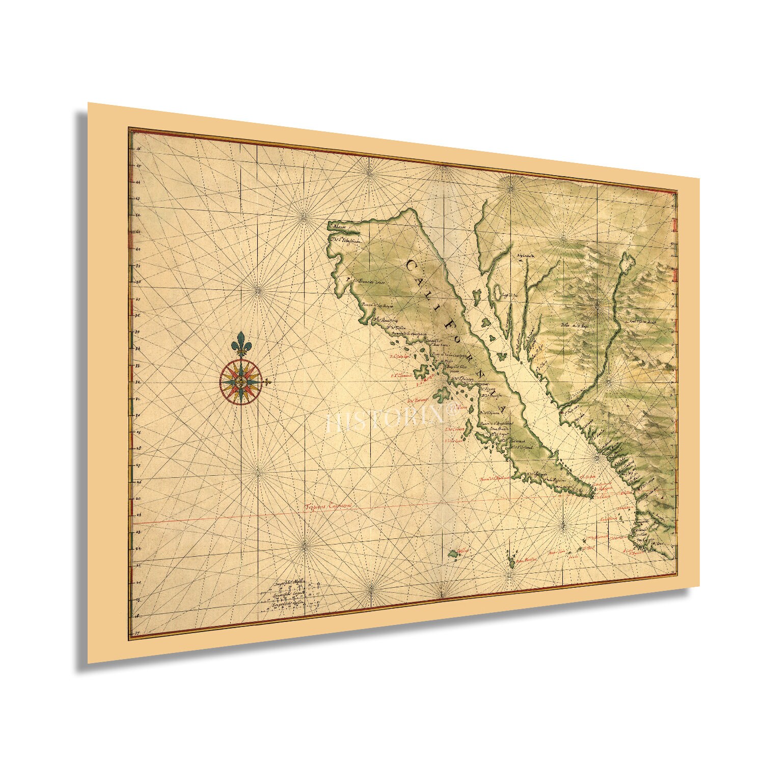 1650 California Shown as an Island Map Poster - Vintage Map of ...