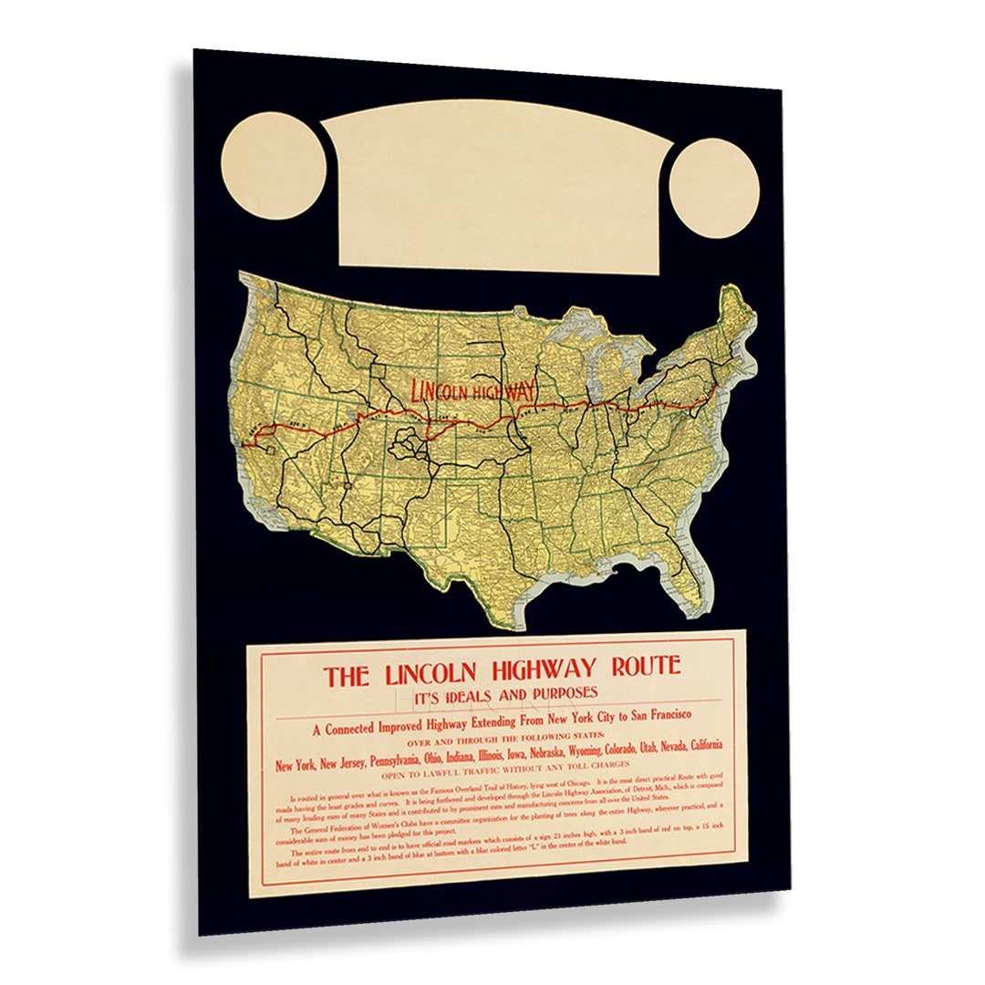 HISTORIX Vintage 1845 Lincoln Highway Map Poster Vintage Map Print of ...