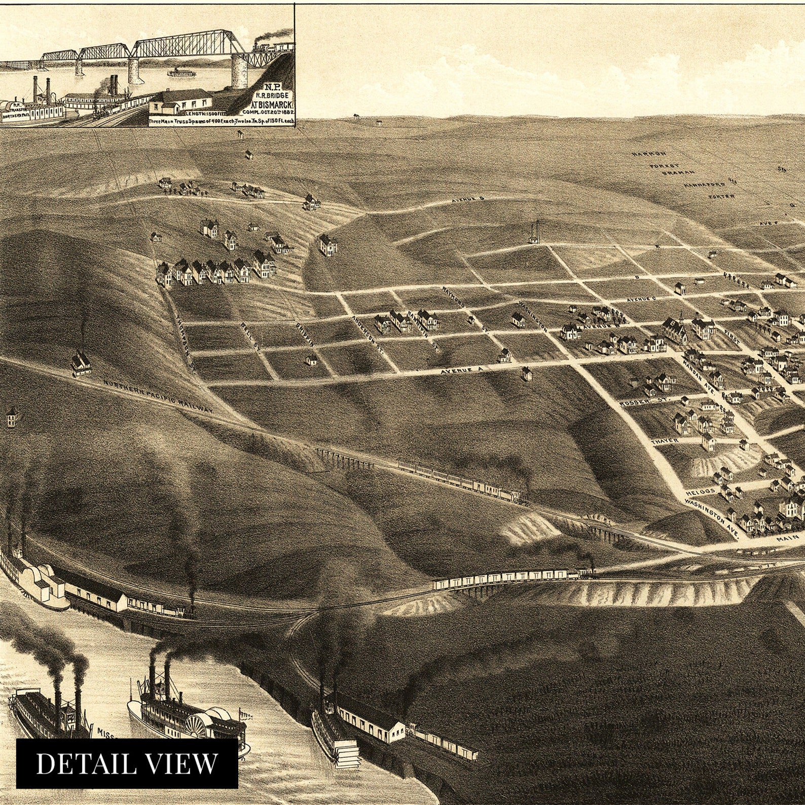 1883 Bismarck North Dakota Map Vintage Bismarck Wall Art | Etsy