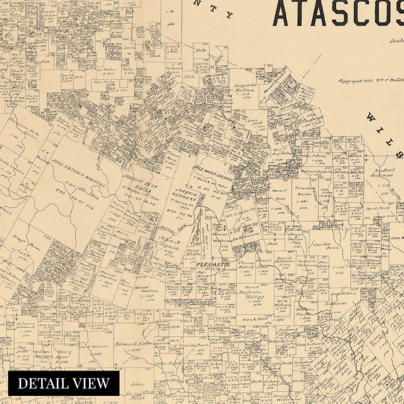 1879 Atascosa County Texas Map Vintage Map of Atascosa - Etsy