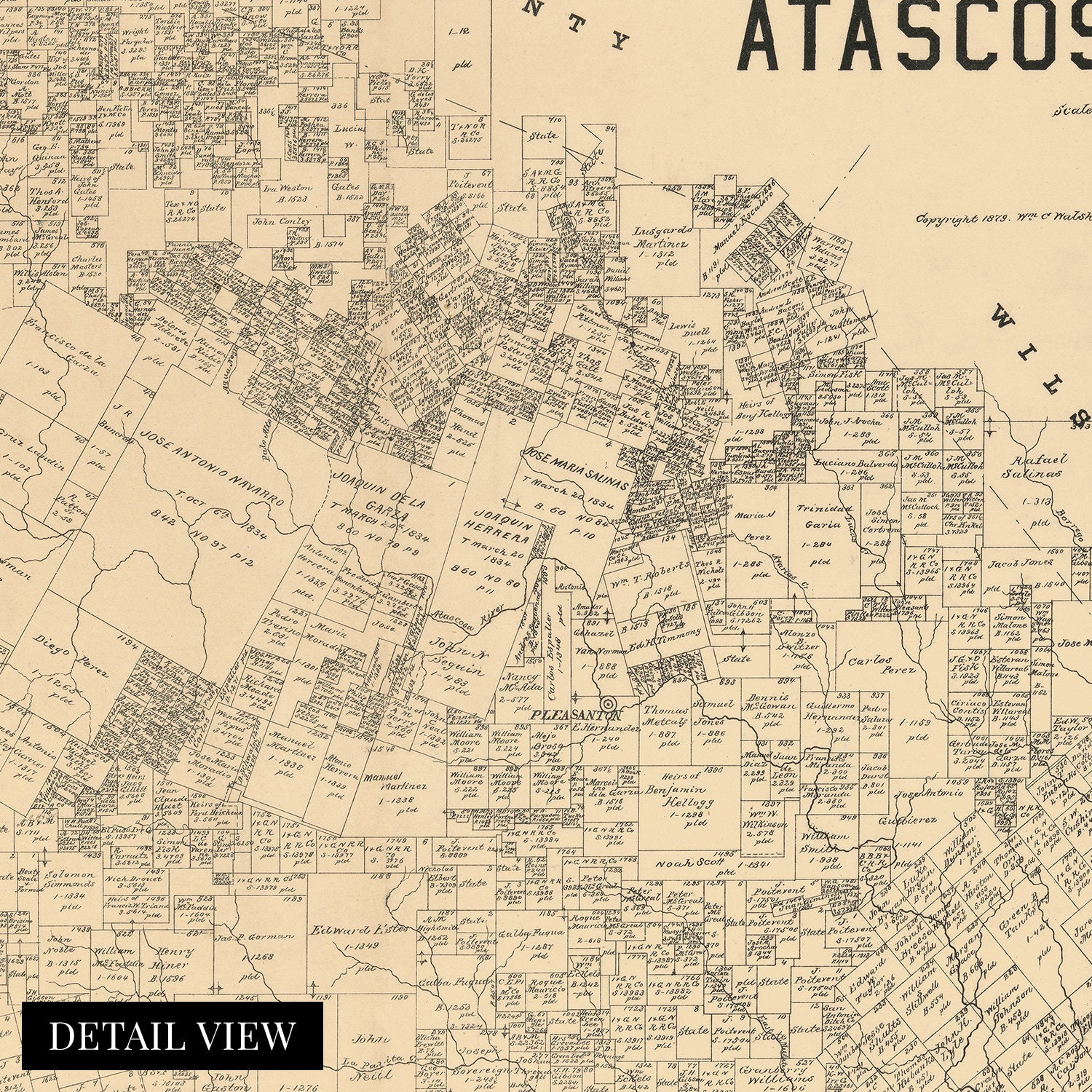 1879 Atascosa County Texas Map Vintage Map of Atascosa - Etsy