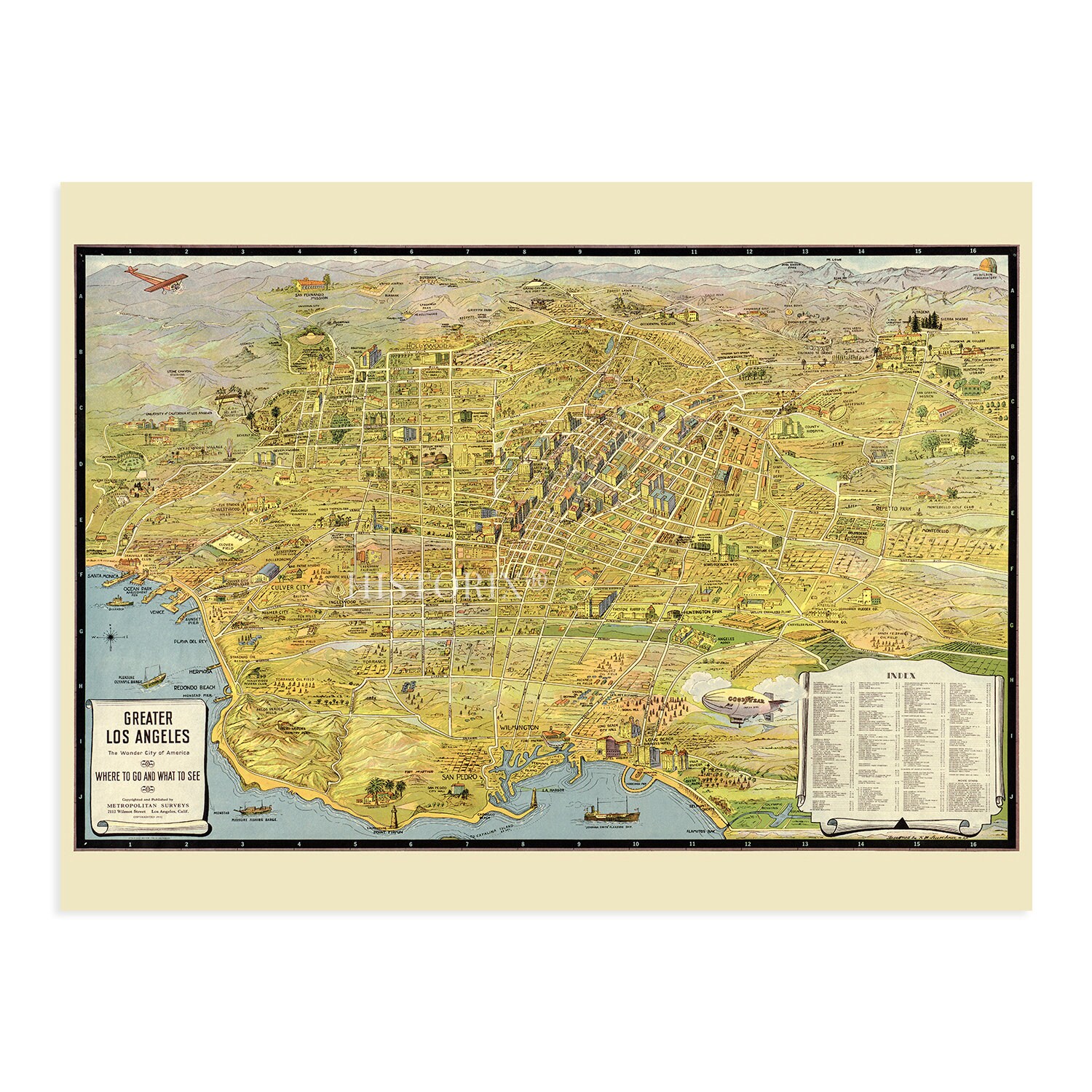 1932 Map of Los Angeles California Old Los Angeles Map History Map of ...