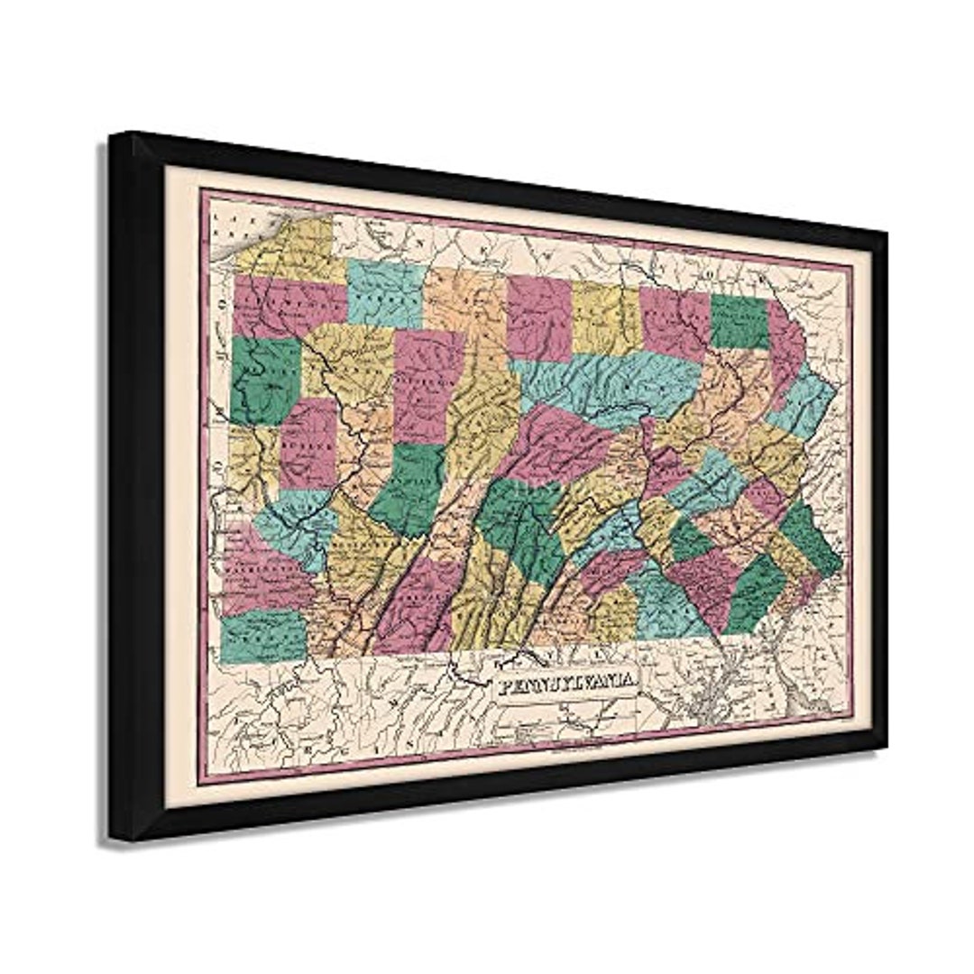 1829 Pennsylvania State Map - Framed Vintage Pennsylvania Map ...
