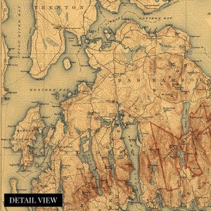 1922 Acadia National Park Map - Vintage Map Acadia National Park Wall ...