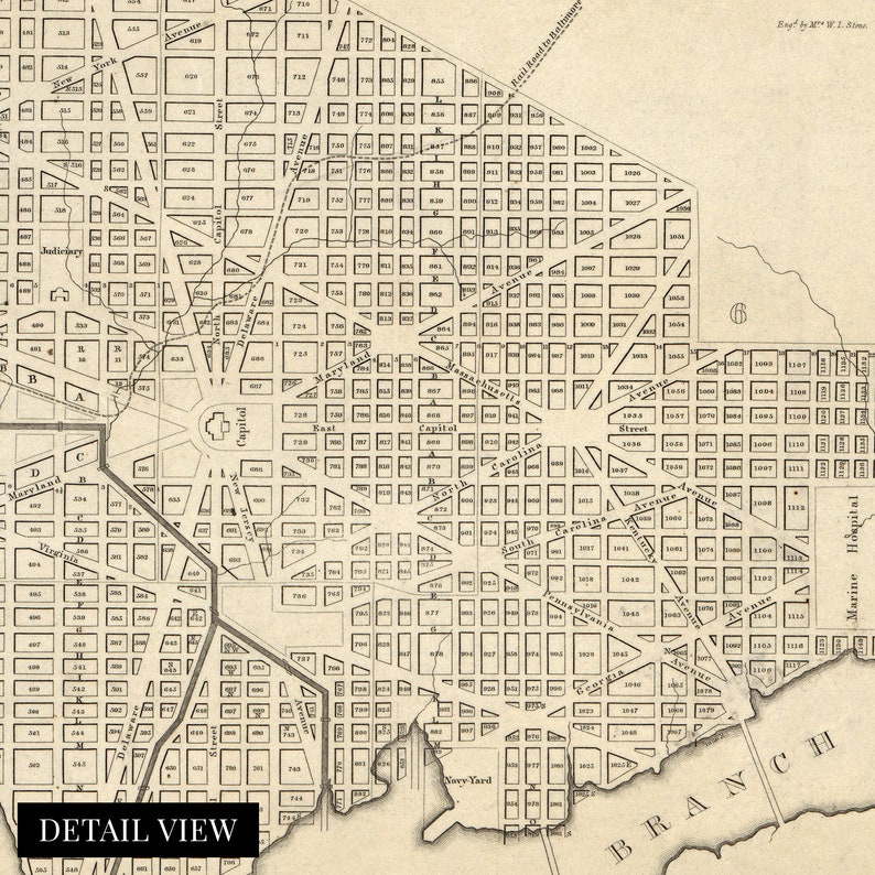 1840 Map of Washington DC - Old Washington DC Map - History Map of the ...
