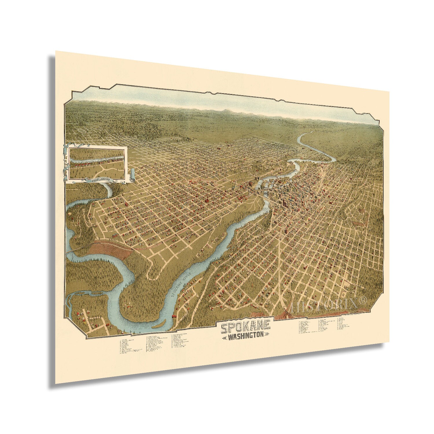 1905 Spokane Washington Map - Vintage Spokane Wall Art - Old Spokane ...