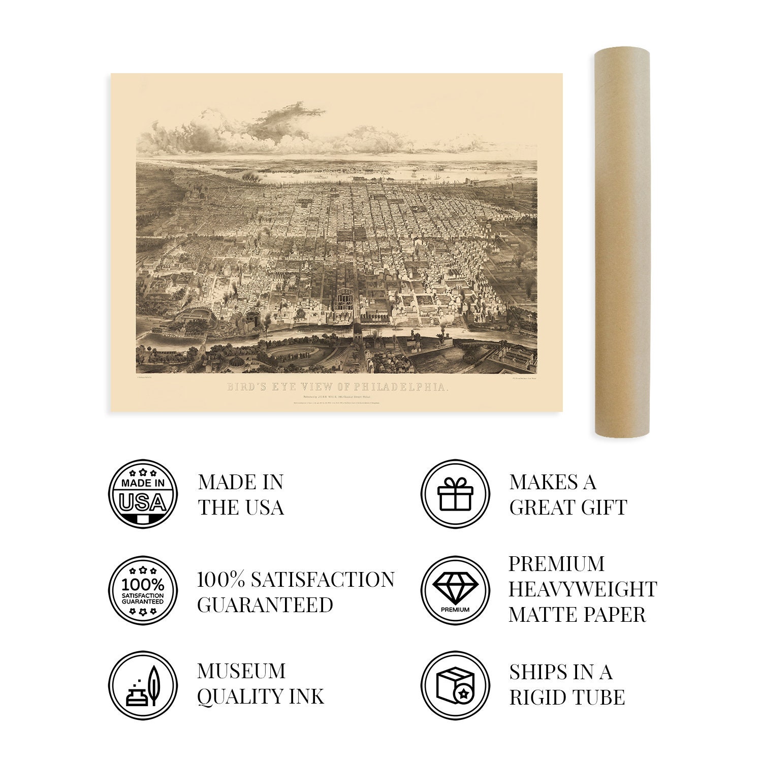 1857 Philadelphia Pennsylvania Map - Vintage Map of Philadelphia Wall ...