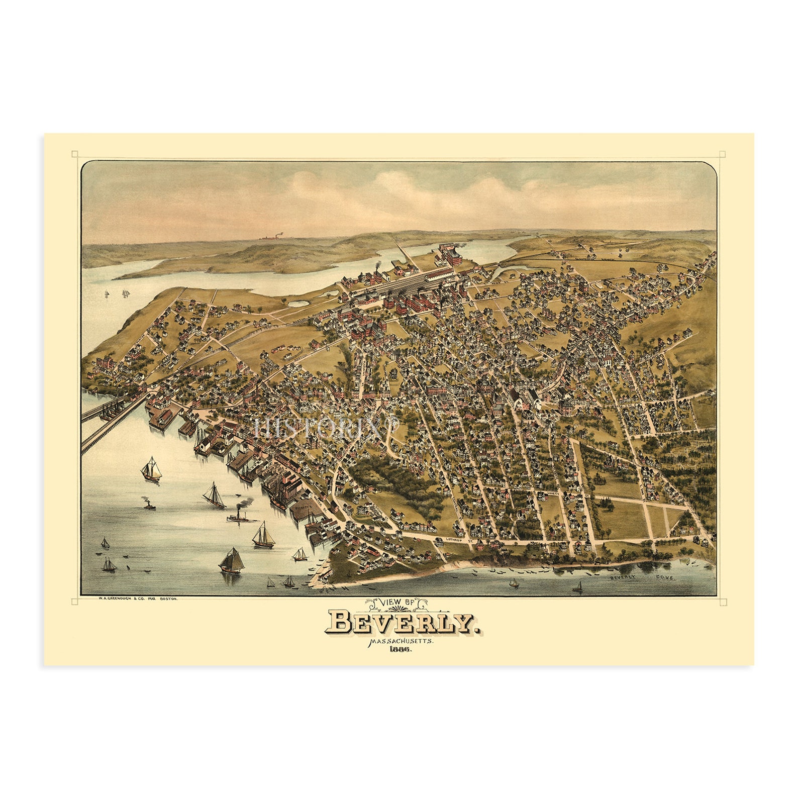 1886 Beverly Massachusetts Map - Old Map of Beverly Essex County ...