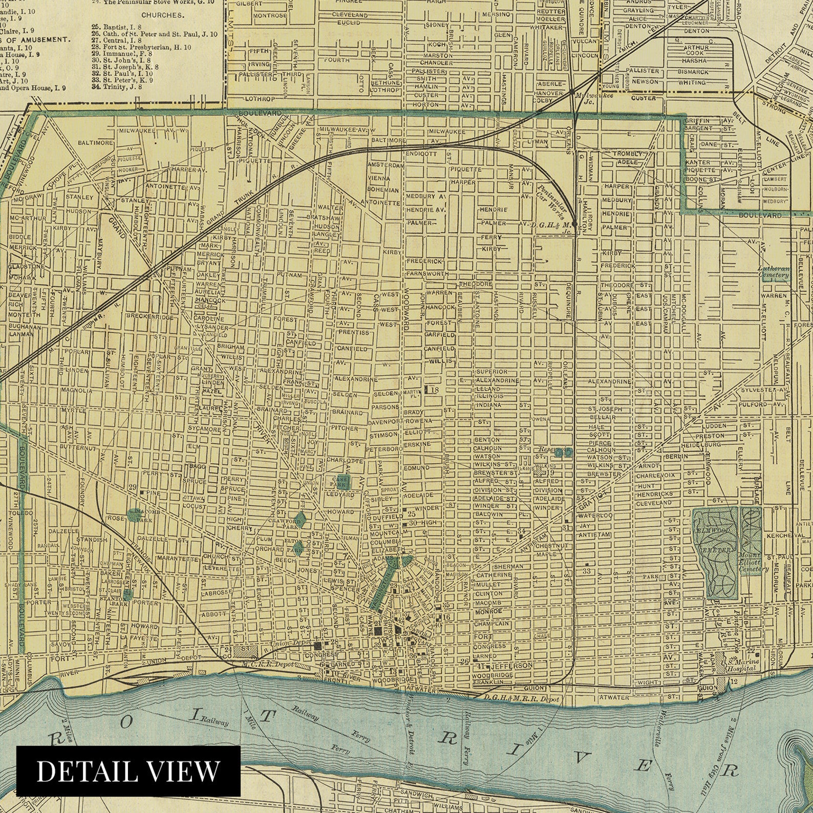 1895 Map of Detroit Michigan Vintage Detroit Map Old - Etsy