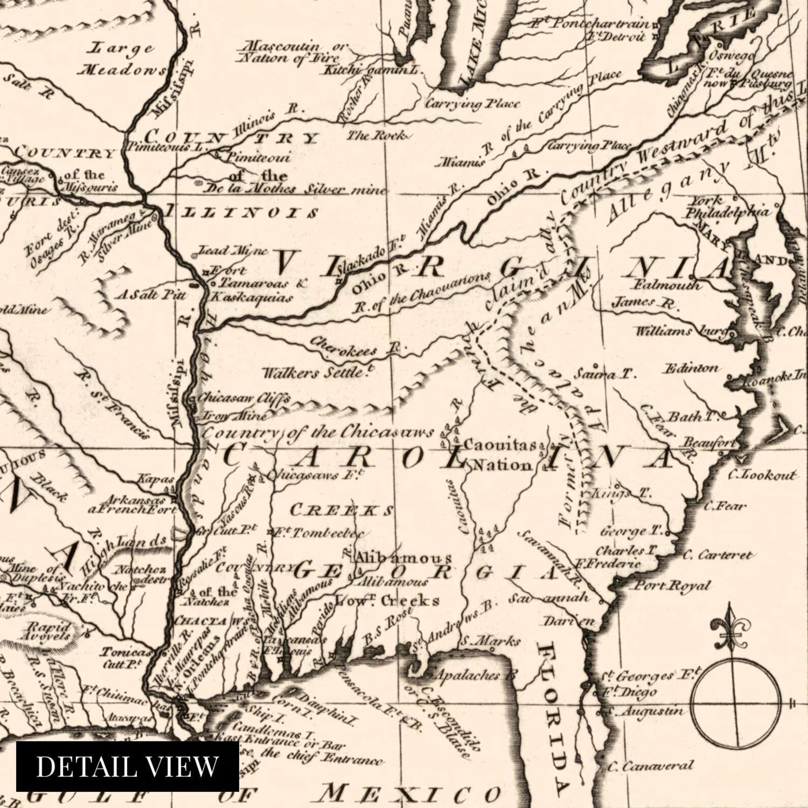 1763 Colonial America Map - Vintage Map of Colonial America Wall Art ...