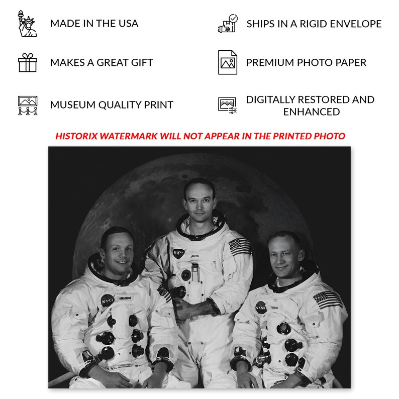 1969 Apollo 11 Crew Photo Print - Old Photo of Apollo 11 Space Crew ...