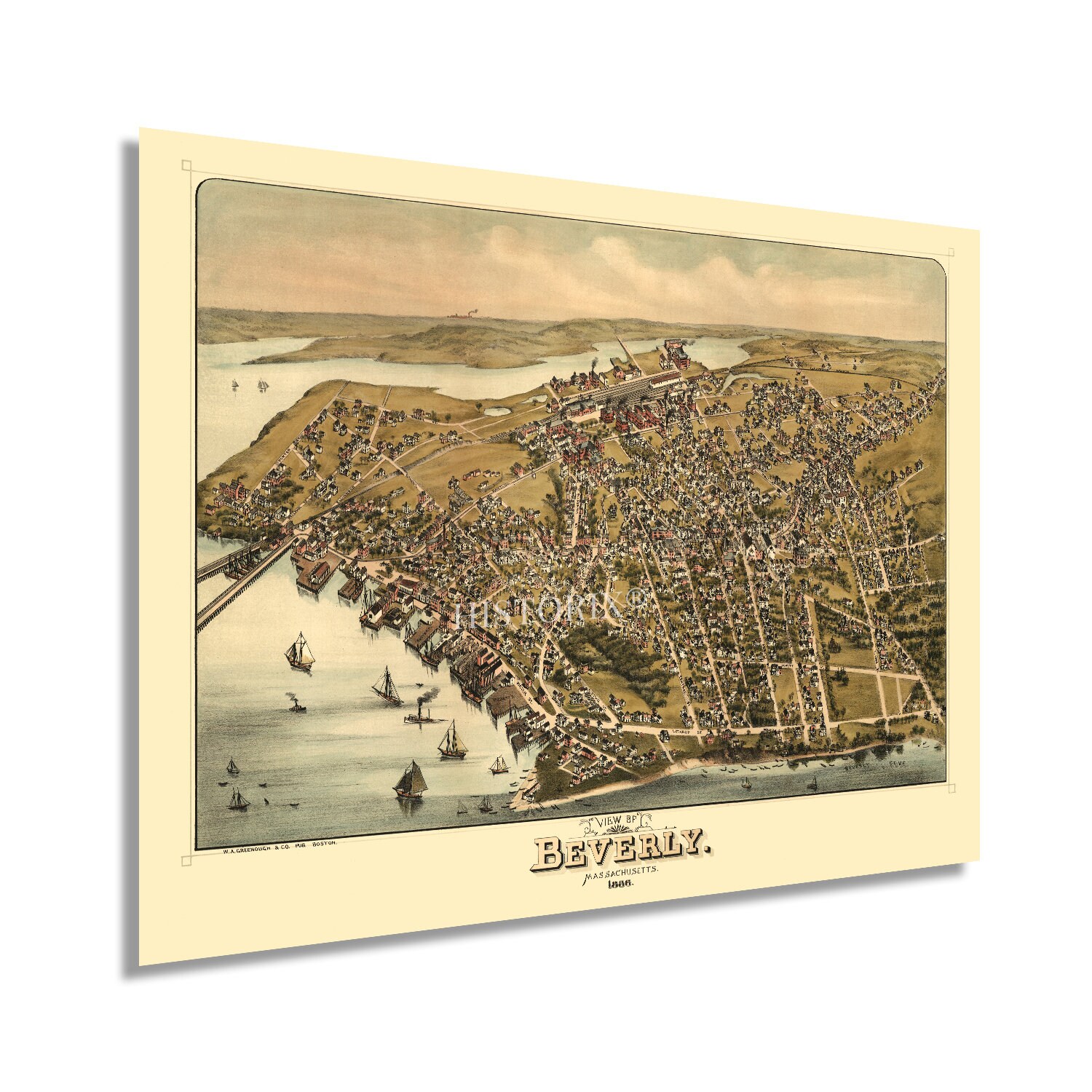 1886 Beverly Massachusetts Map - Old Map of Beverly Essex County ...