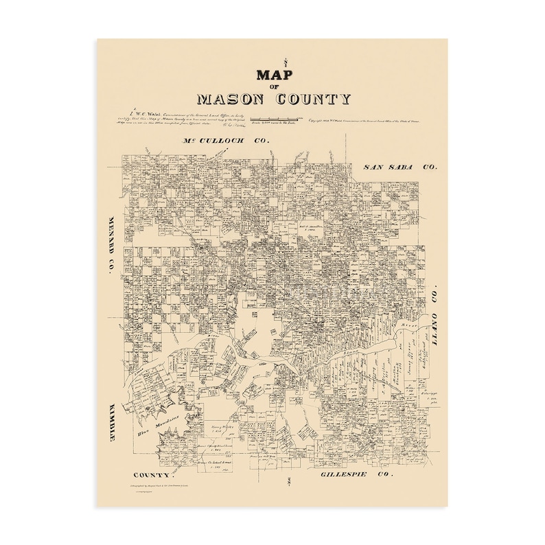 1879 Mason County Texas Map Vintage Mason County Map Mason - Etsy