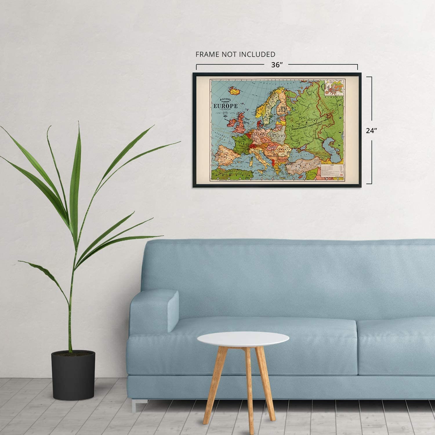 1925 Map of Europe Vintage Map Europe Wall Art Bacon's Standard Map of ...