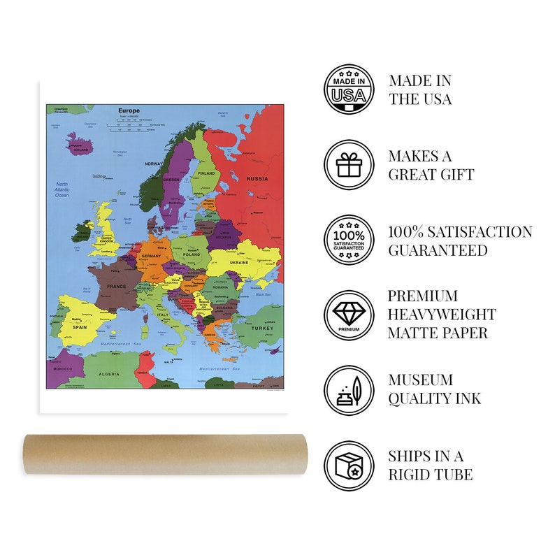 2004 Europe Map Poster - Map of Europe Wall Art - Wall Map of Europe ...
