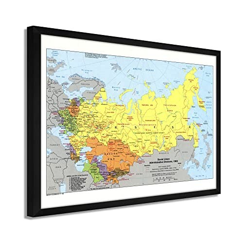 1983 Soviet Union Map Framed Vintage Soviet Union Map Old - Etsy