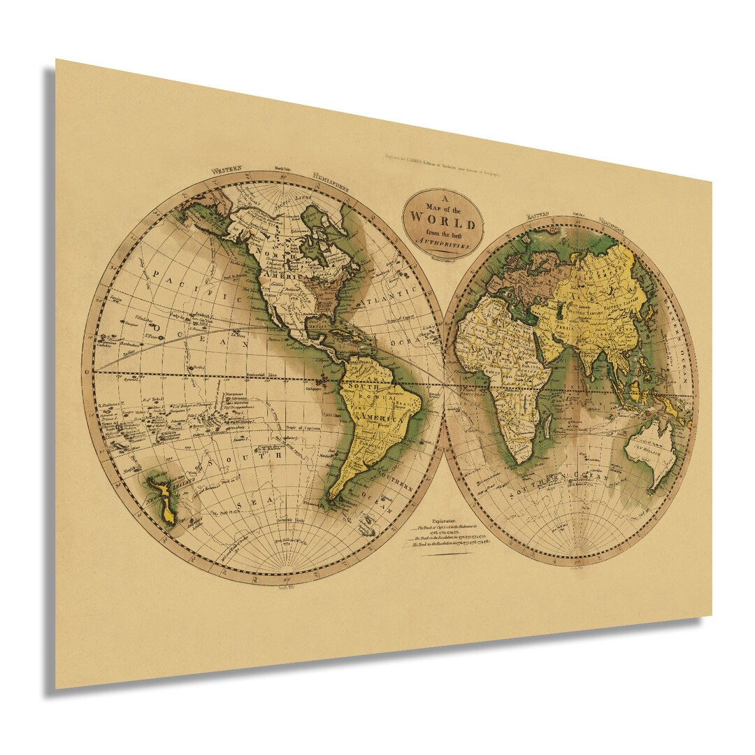 1795 Map of the World - Vintage Map Wall Art Decor - Large Vintage ...