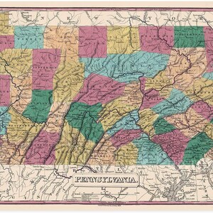 1829 Pennsylvania State Map - Vintage Map Pennsylvania Wall Art - Map ...