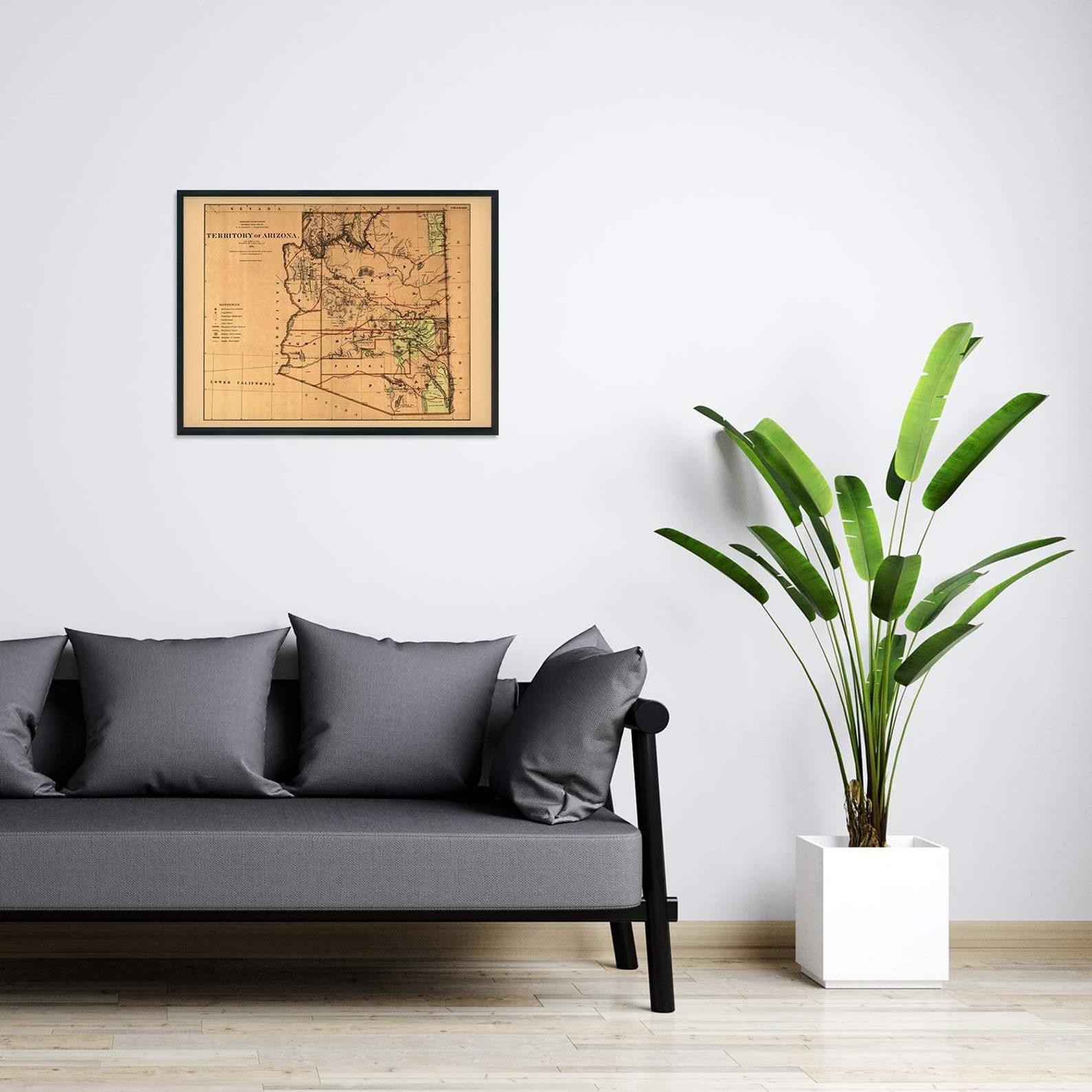 1876 Arizona Territory Map - Vintage Arizona Map - Old Arizona ...