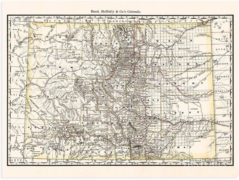 1879 Colorado Map Poster Vintage Colorado Map Old State Map of Colorado ...