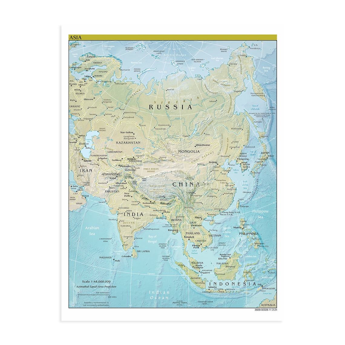 2021 Asia Map Countries of Asia Wall Map Map of Asia Poster Large Asia ...