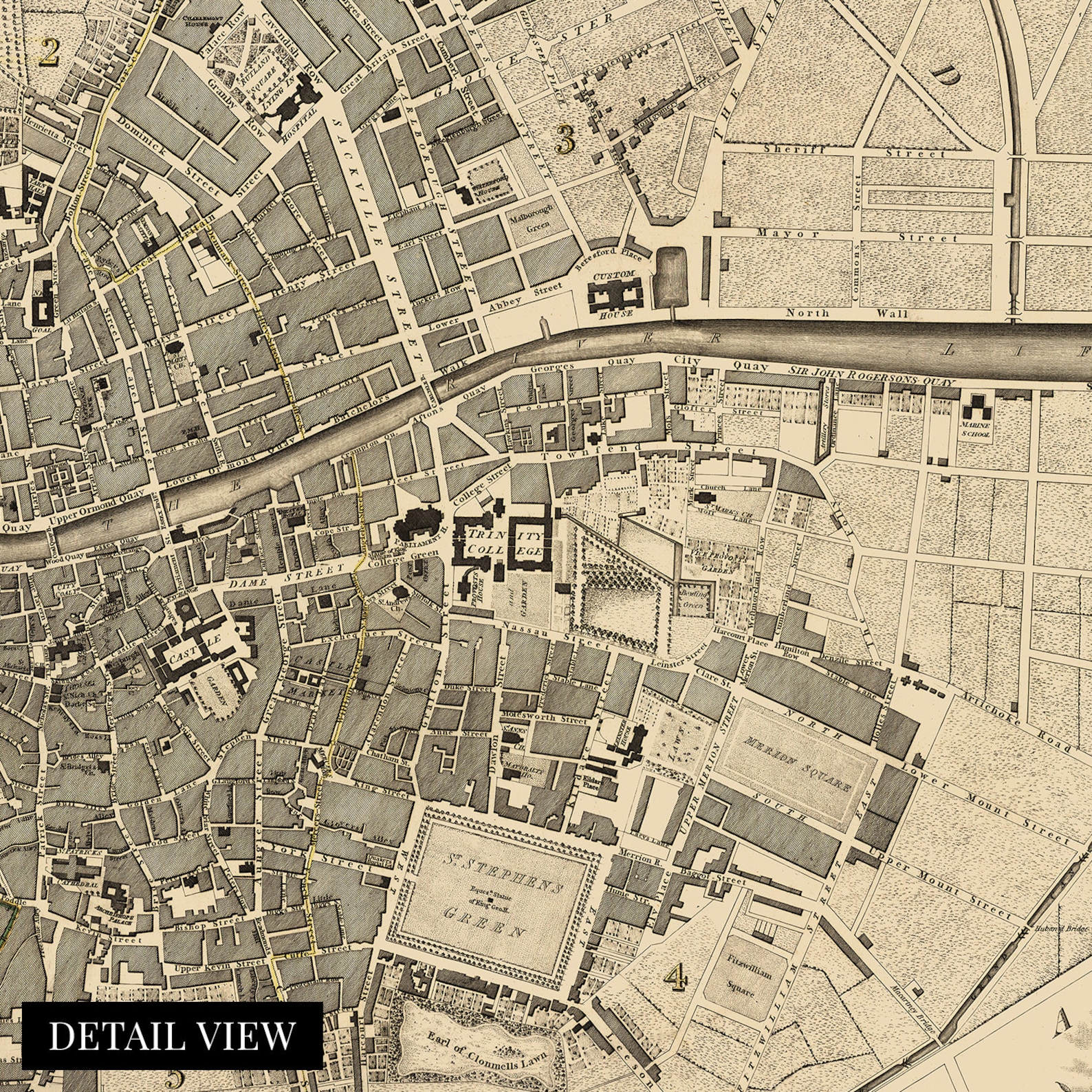 1797 Dublin Ireland Map - Old Map of Ireland - History Map of Dublin ...