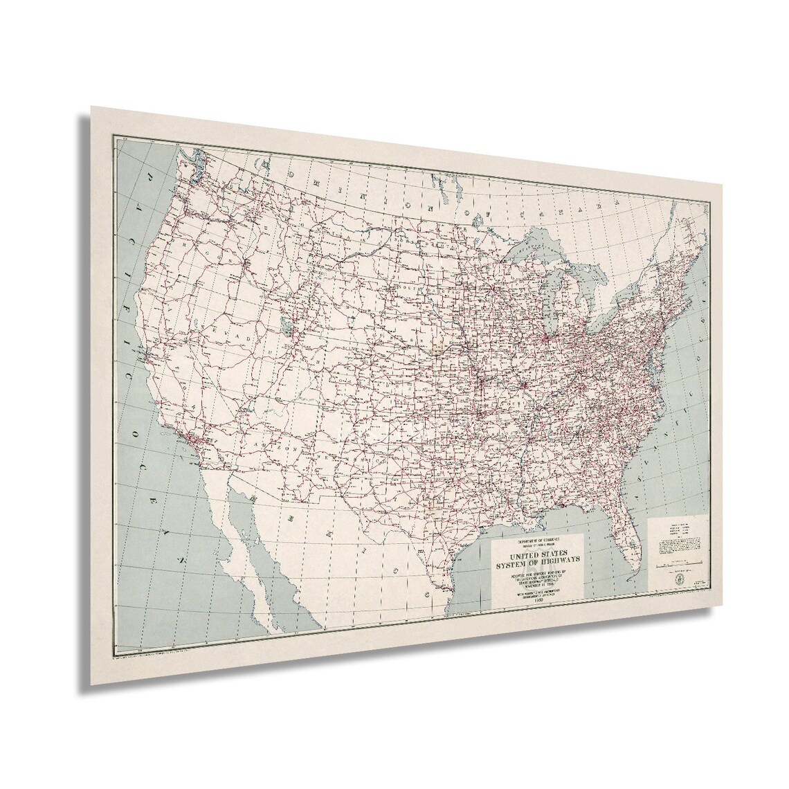 1950 United States Map System of Highways - Old Map of the United ...