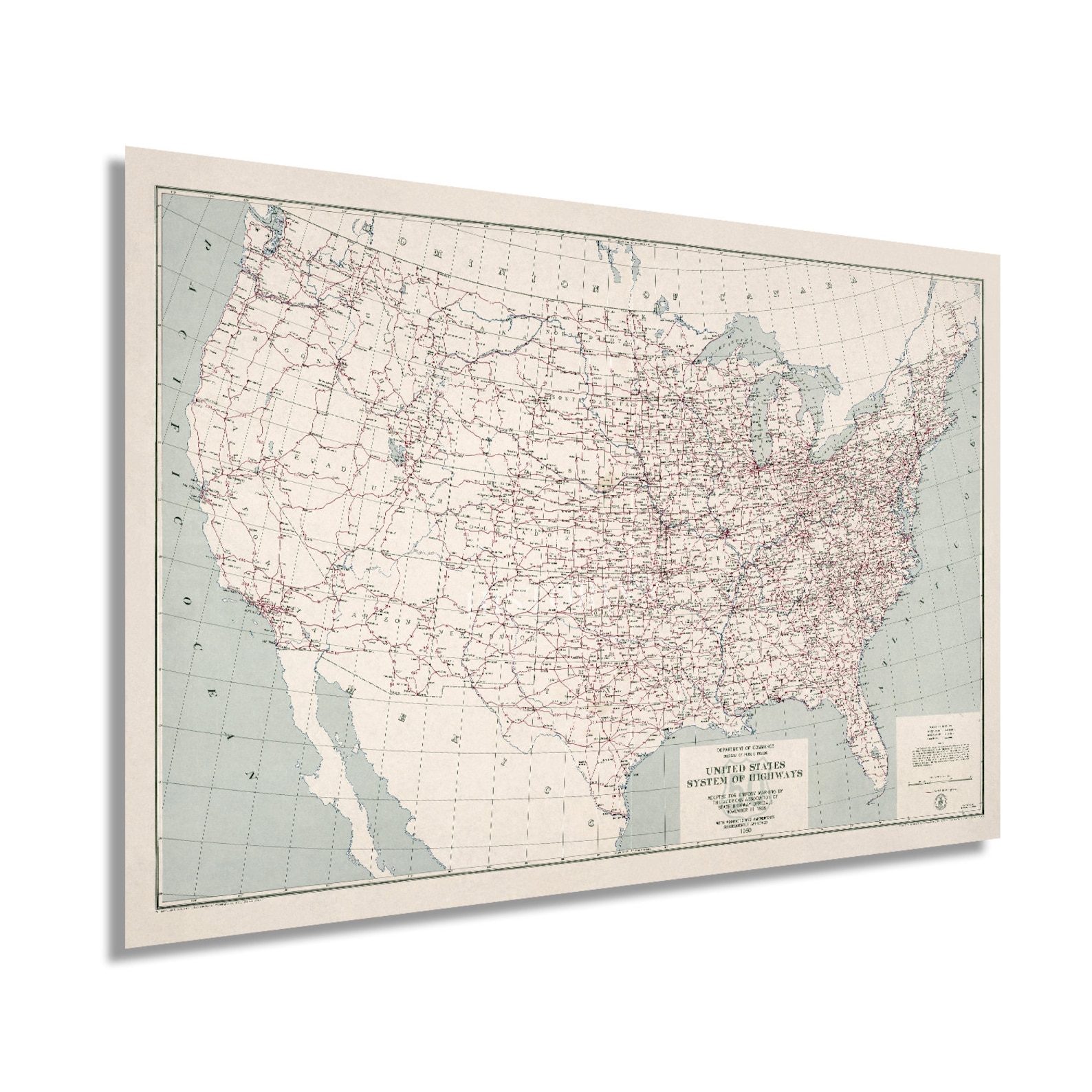 1950 United States Map System of Highways - Old Map of the United ...