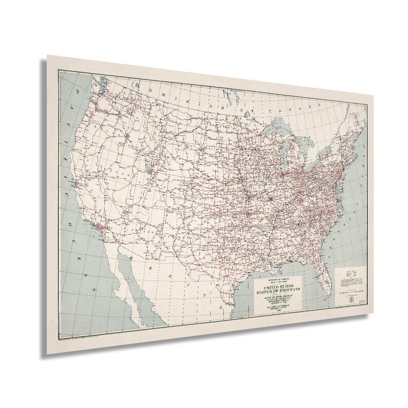 1950 United States Map System of Highways Old Map of the - Etsy