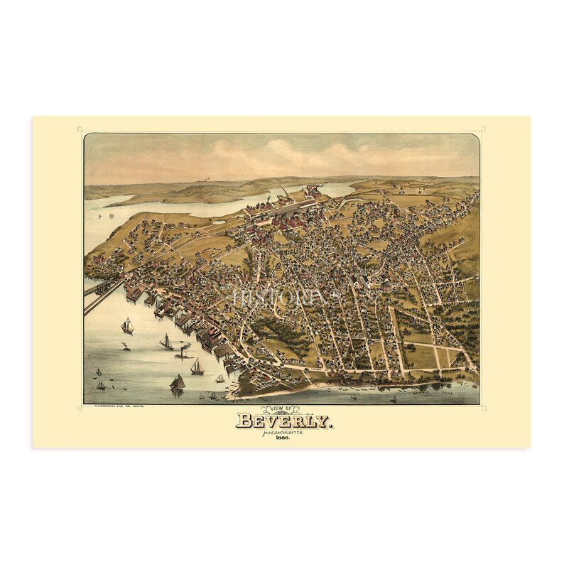 1886 Beverly Massachusetts Map Old Map of Beverly Essex County ...