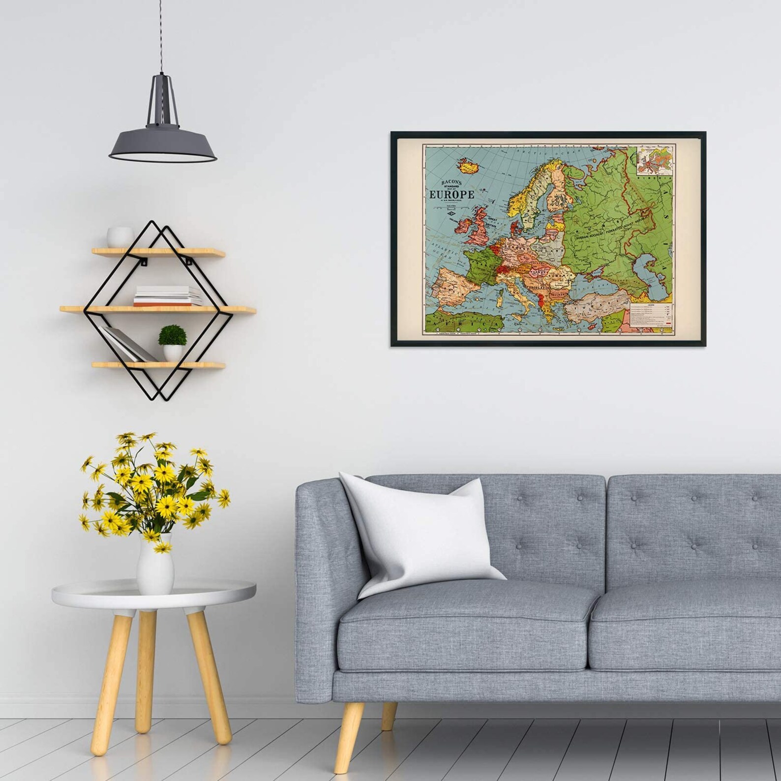 1925 Map of Europe Vintage Map Europe Wall Art Bacon's Standard Map of ...