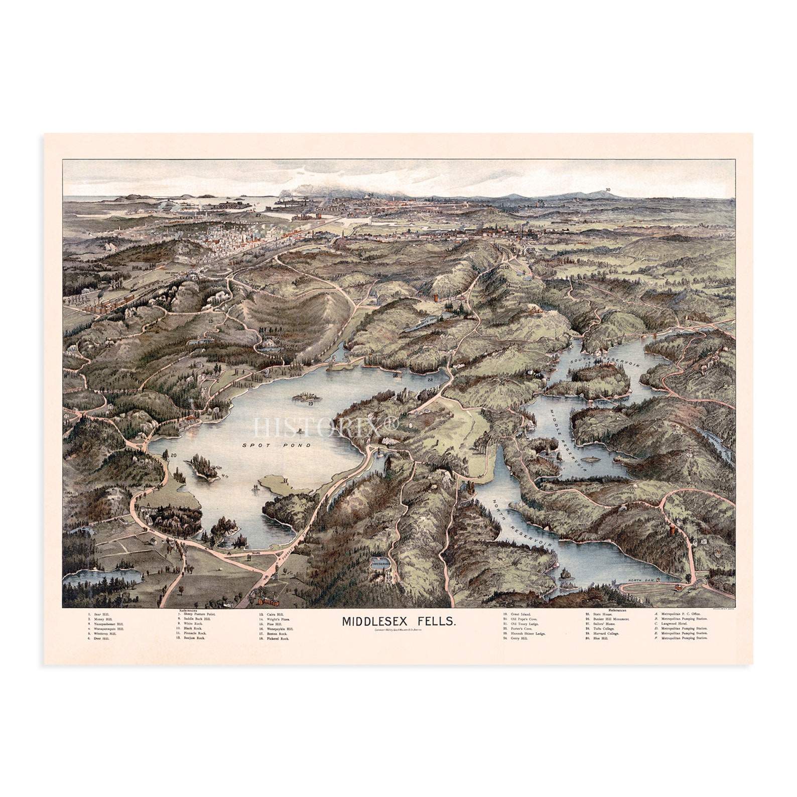 1903 Middlesex Fells Map Old Middlesex Fells Reservation Map History ...