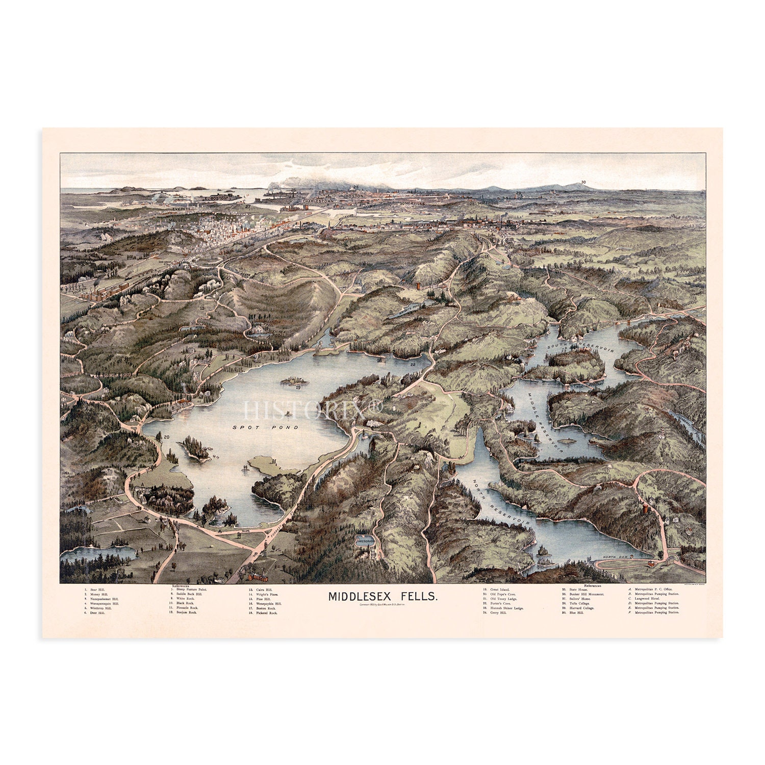 1903 Middlesex Fells Map Old Middlesex Fells Reservation Map History ...