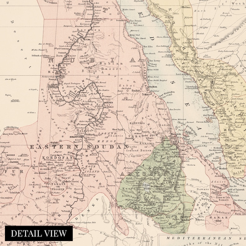 1885 Egypt Map Poster Old Map of Ancient Egypt History Map of Egypt ...