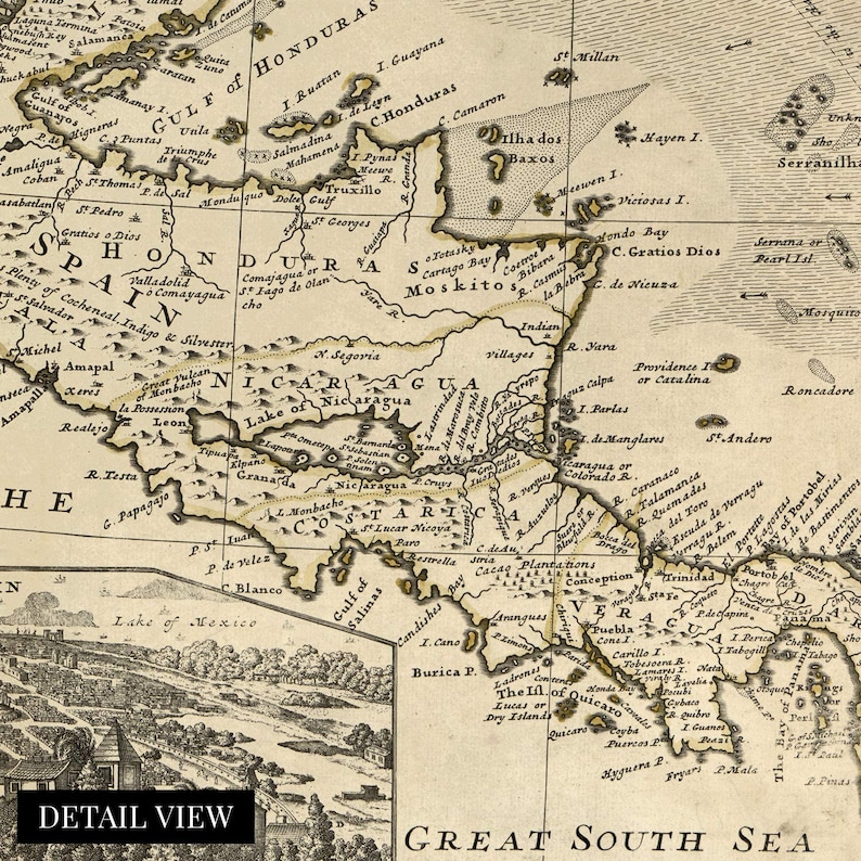 1715 Map of West Indies Islands of America - Vintage Map Wall Art ...