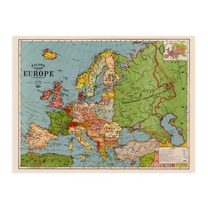 1925 Map of Europe Vintage Map Europe Wall Art Bacon's - Etsy