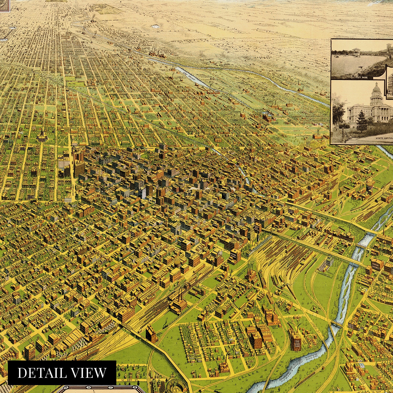 1908 Denver Colorado Map - Vintage Colorado Map - Old Wall Map of ...