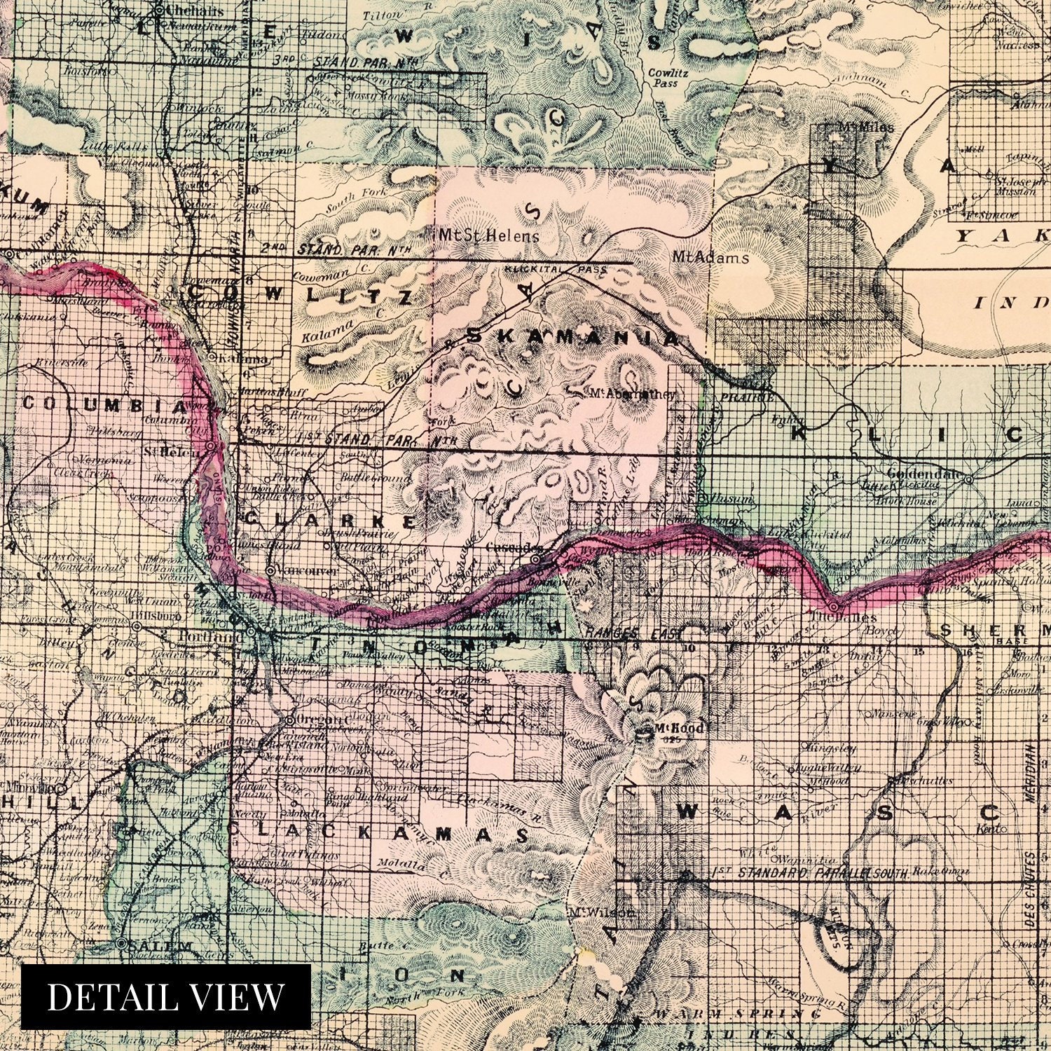 1889 Washington State Map - Vintage Map of Washington State Wall Art ...