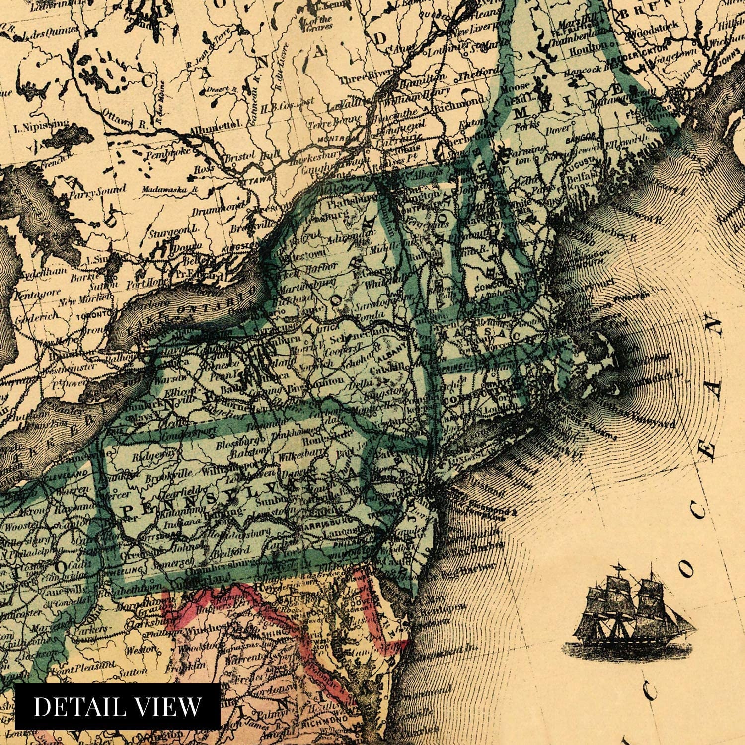 1862 Military Map of the United States Vintage Map of the United States ...