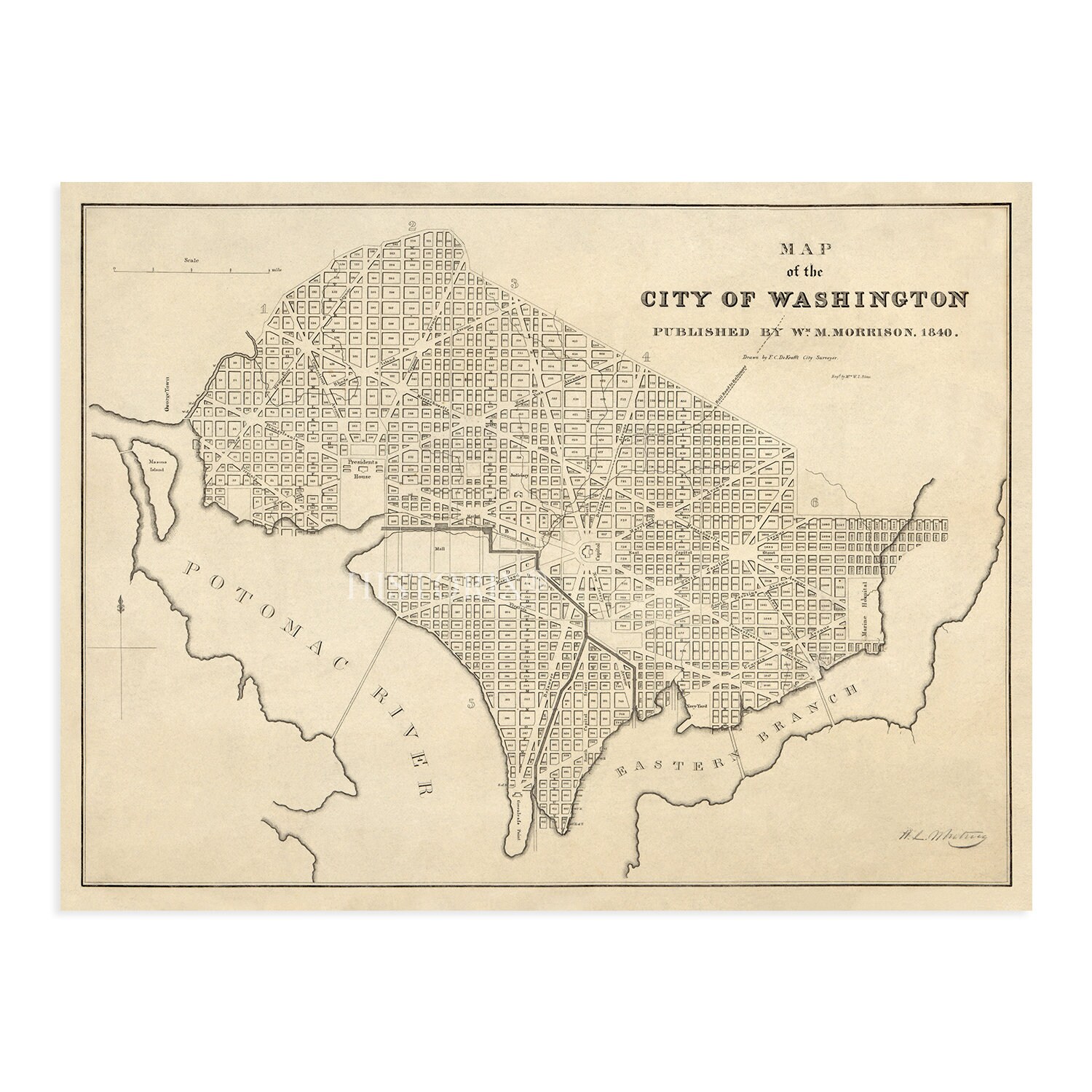 1840 Map of Washington DC Old Washington DC Map History - Etsy