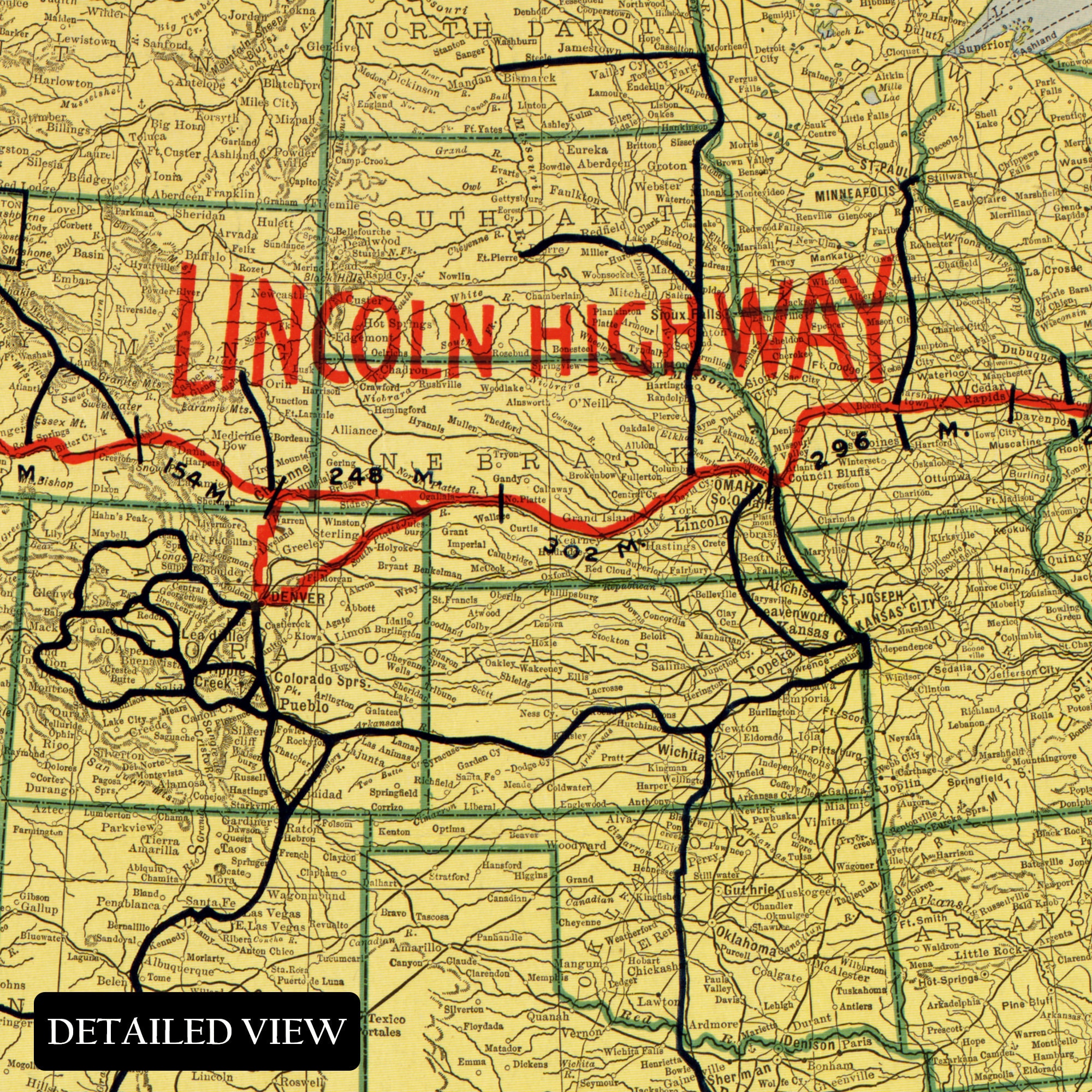 HISTORIX Vintage 1845 Lincoln Highway Map Poster Vintage Map Print of ...