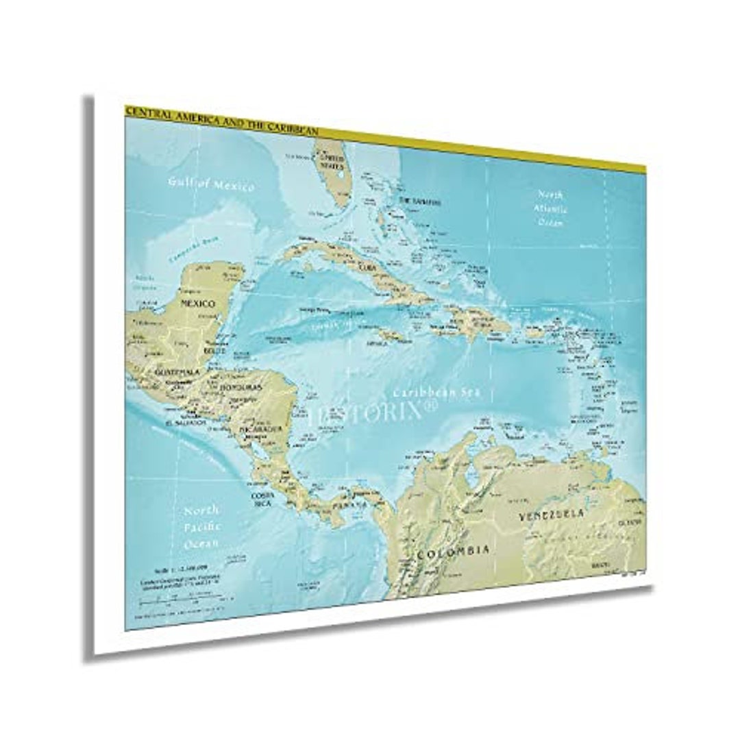 2021 Central America Map - Central America and Caribbean Map Poster ...