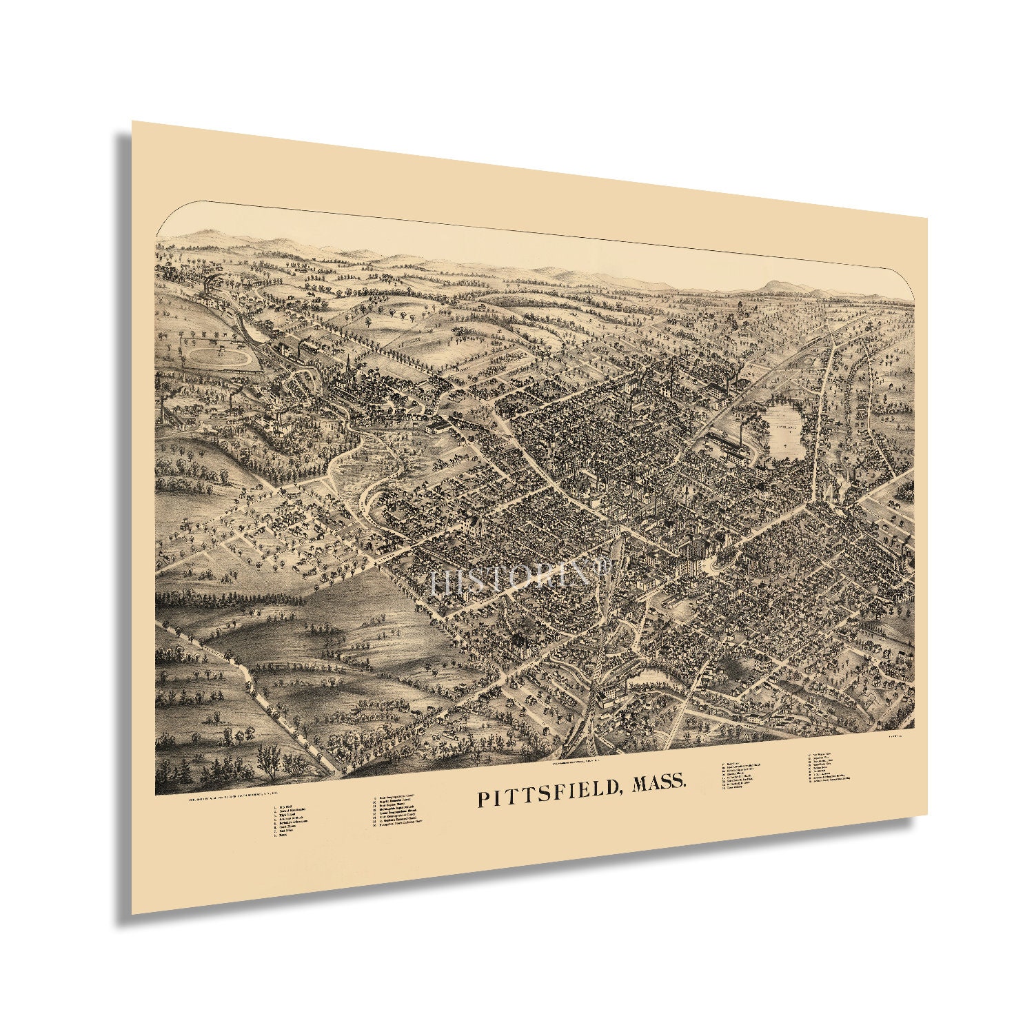 1899 Pittsfield Massachusetts Map - Old Map of Pittsfield MA Wall Art ...