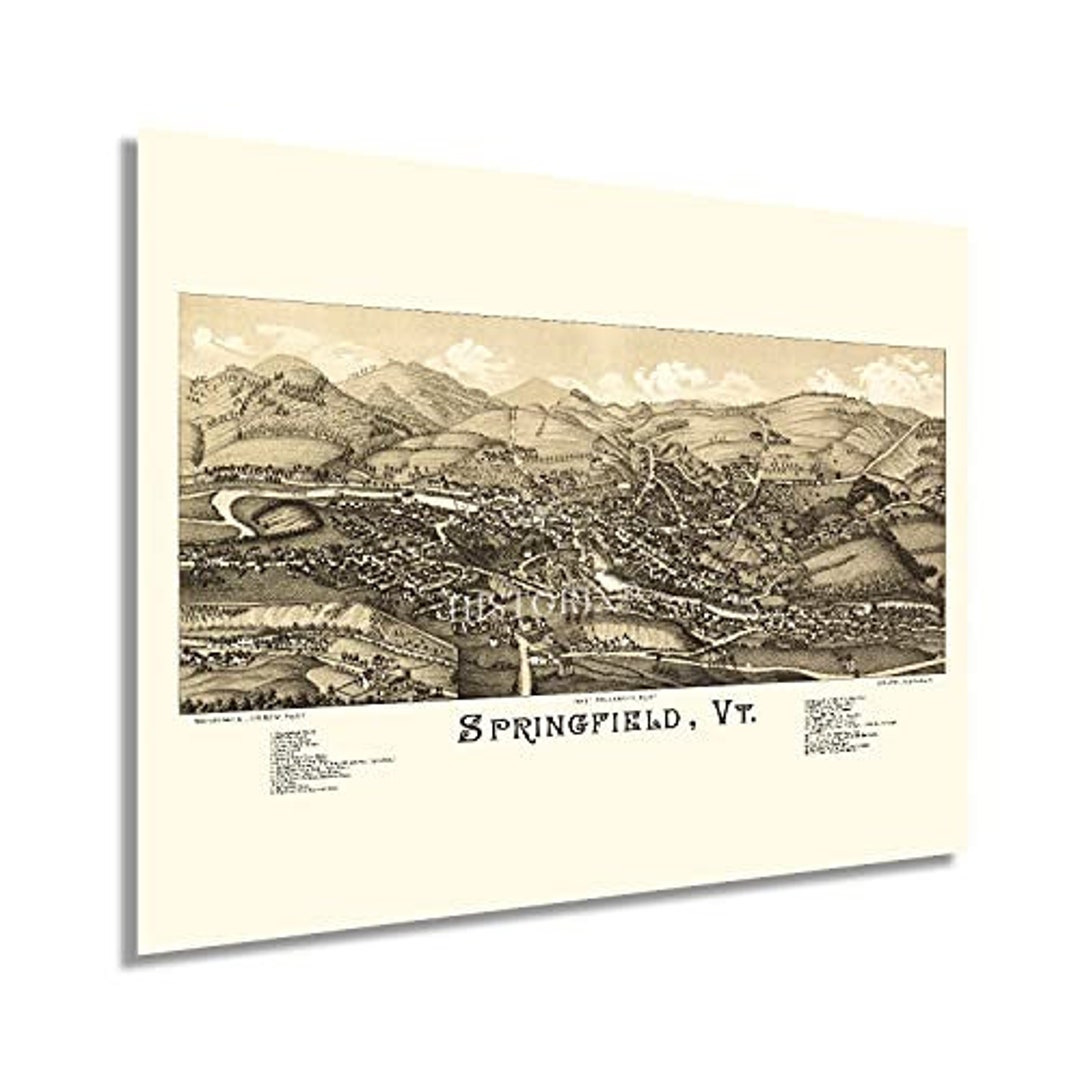 1886 Springfield Vermont Map - Old Springfield Map - History Map of ...