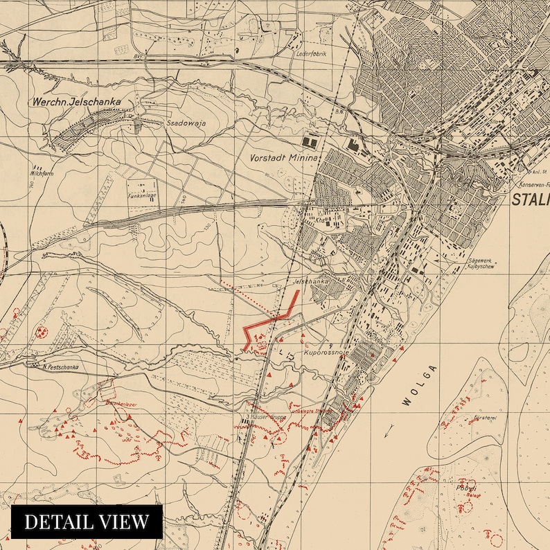 1942 Stalingrad Russia Map Poster Map of Volgograd Russia History Map ...