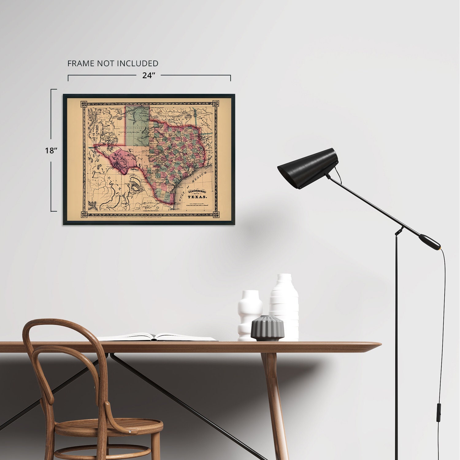 1866 Texas Map Poster Vintage Texas Map Texas Map Wall Art Old Texas ...